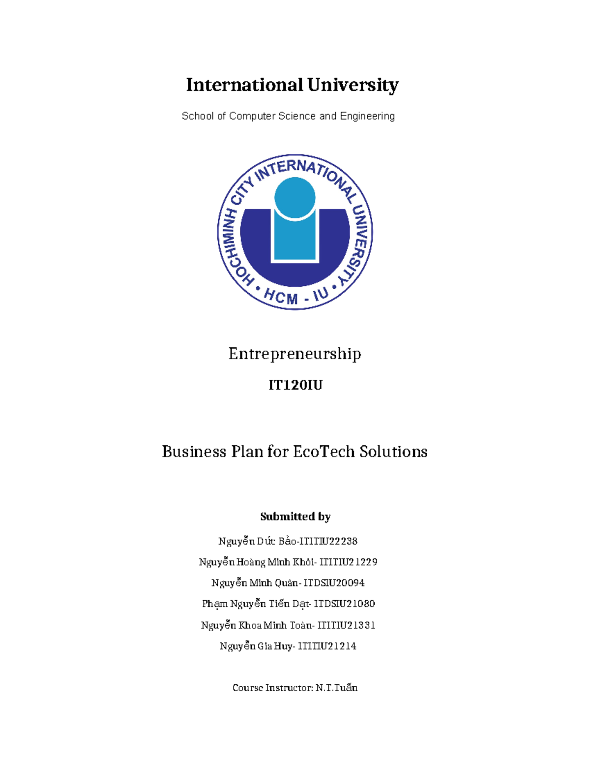 Eco Tech Business Plan - sdaad - International University School of ...
