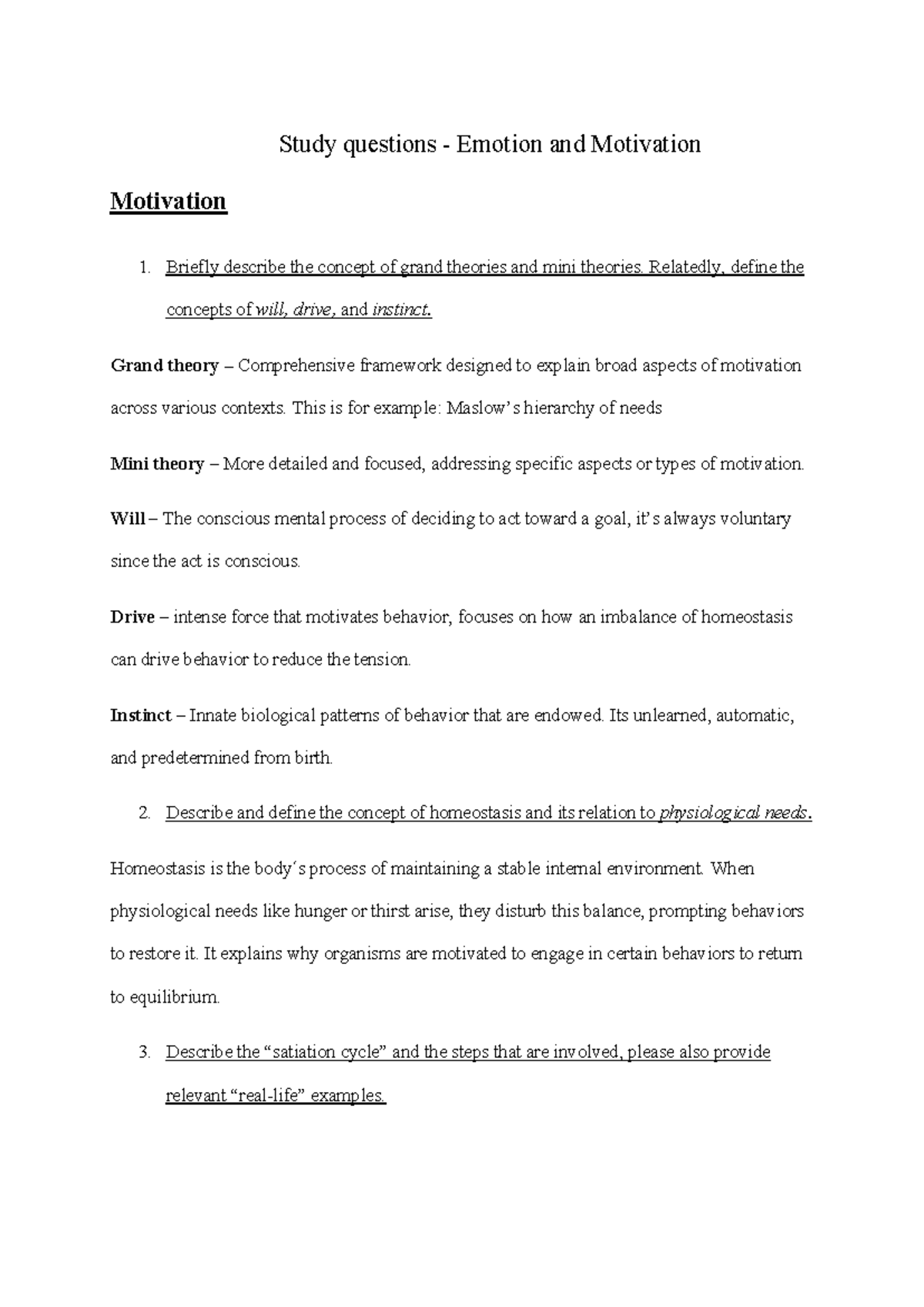 Emotion and motivation study guide (PSY 101) - Studocu