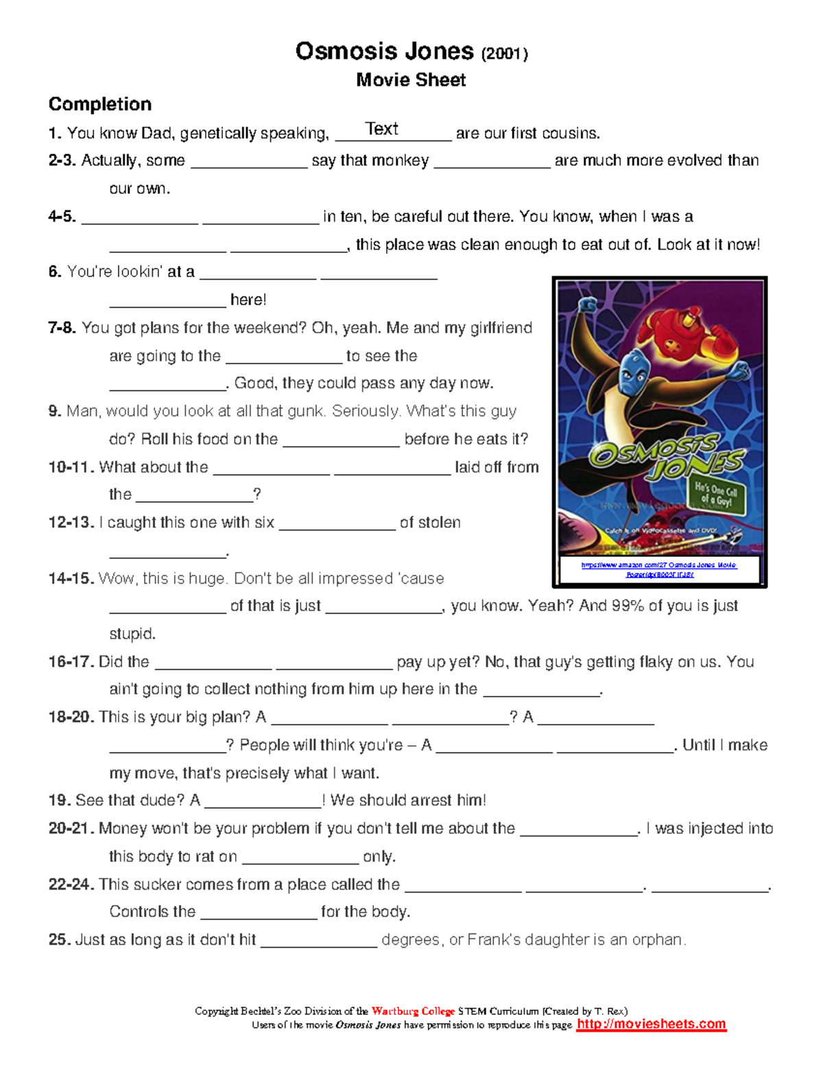 Osmosis Jones (2001) Movie Sheet Completion Notes - Studocu