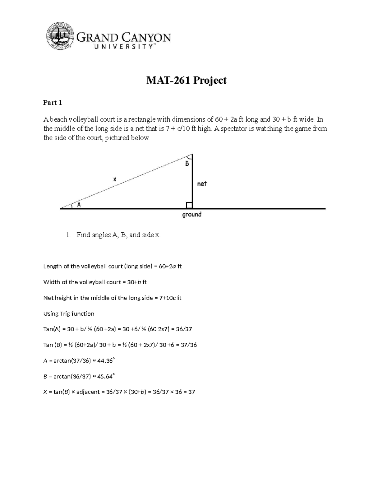 MAT-261 Project: Trigonometry in Volleyball Physics Analysis - Studocu