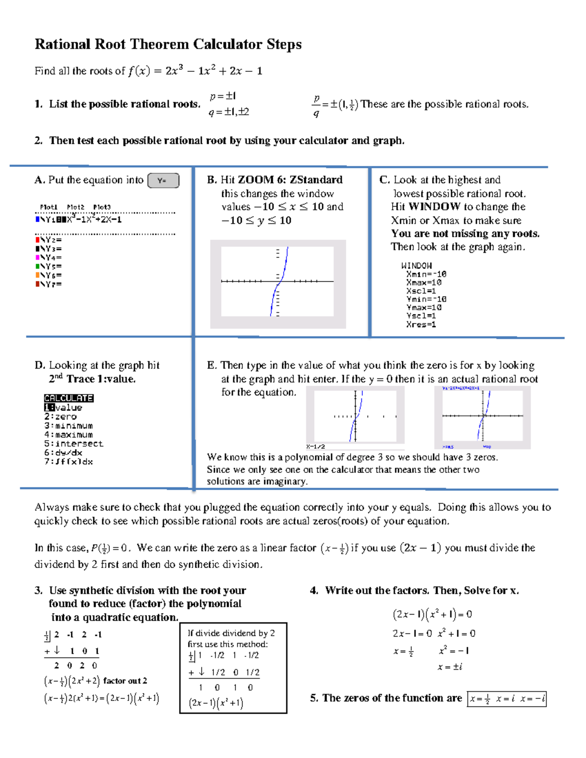 Rational Root Theorem Calculator Steps (MATH 1.5) - Studocu