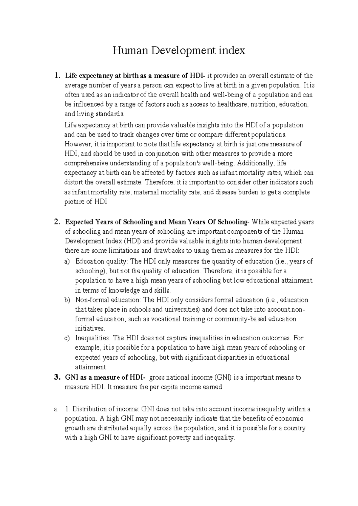 Hdi - Human Development Index - Human Development index 1. Life ...