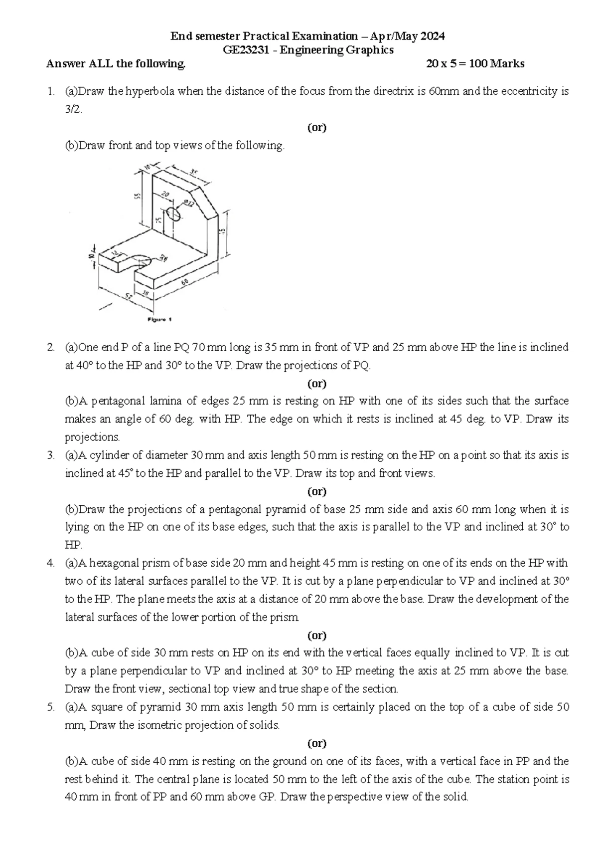 EG Question Bank - Engineering Graphics Practice Questions - Studocu