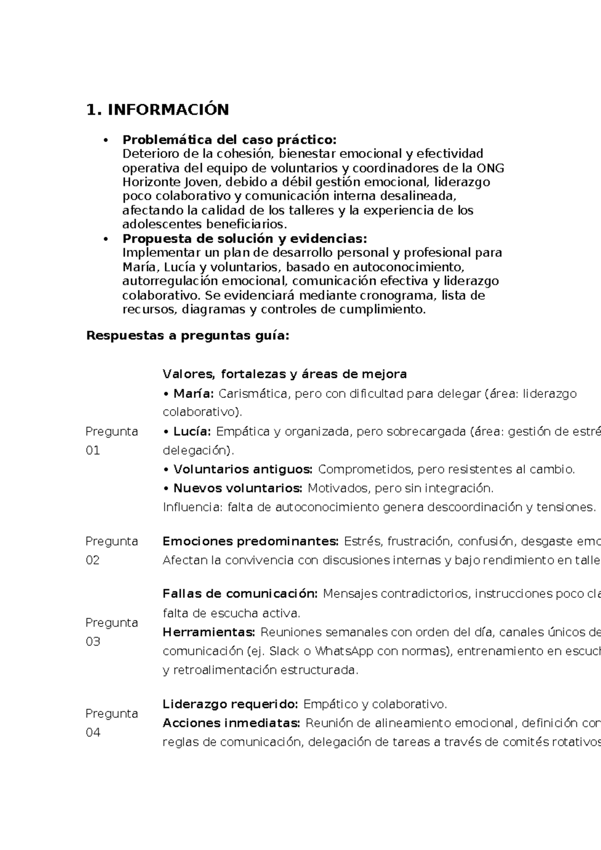 Problemática 1 - Caso Práctico: Deterioro en ONG Horizonte Joven - Studocu