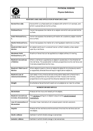 Physical Sciences Notes - Grade 11 - PHYSICAL SCIENCES GRADE 11 NOTES 1 ...