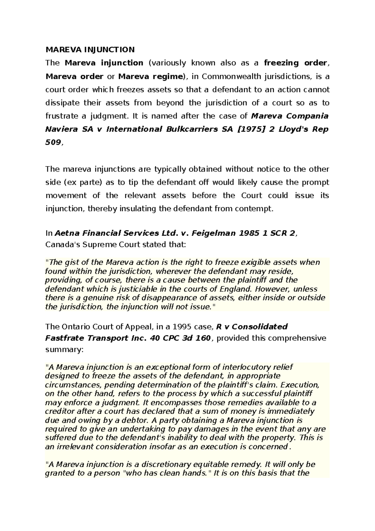 Mareva Injunction & Arrest Before Judgment: Key Legal Concepts 2021 ...