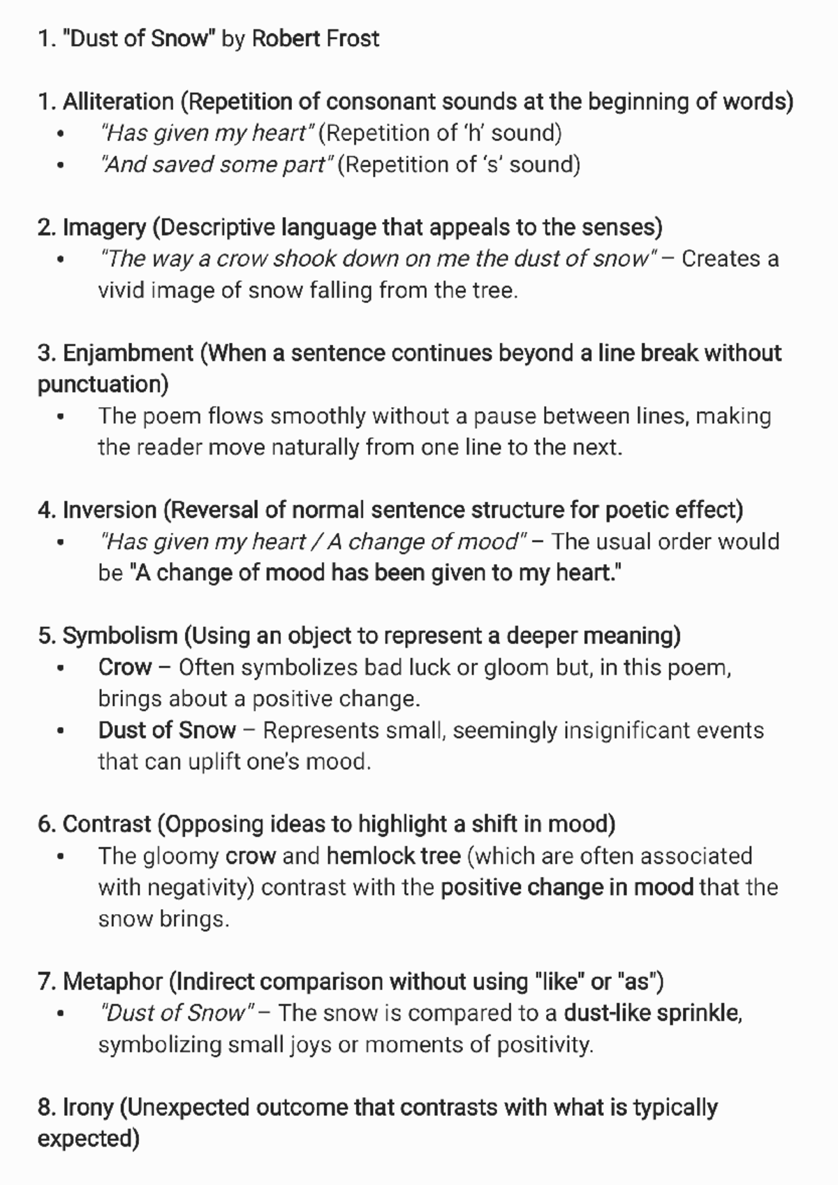 Comprehensive List of Poetic Devices for Class 10 250213 - Studocu