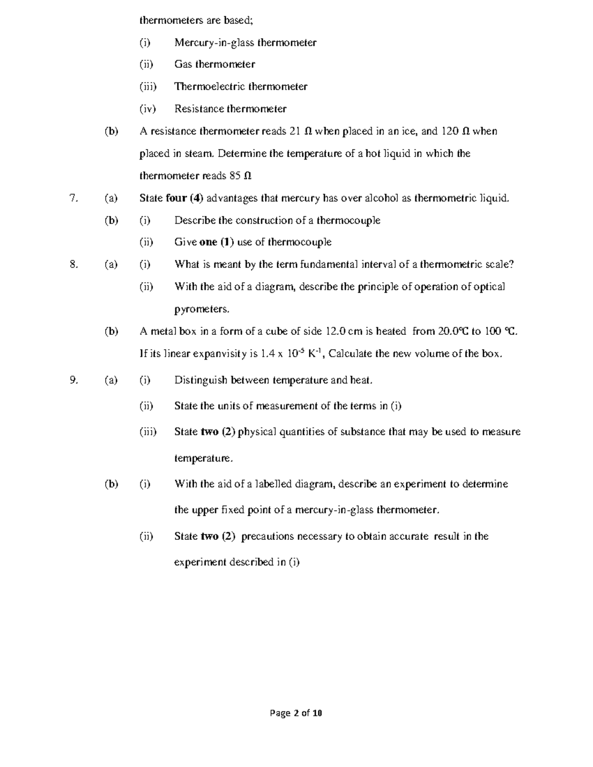 Elective Physics Y: Thermometers, Temperature Measurement, and Motion ...
