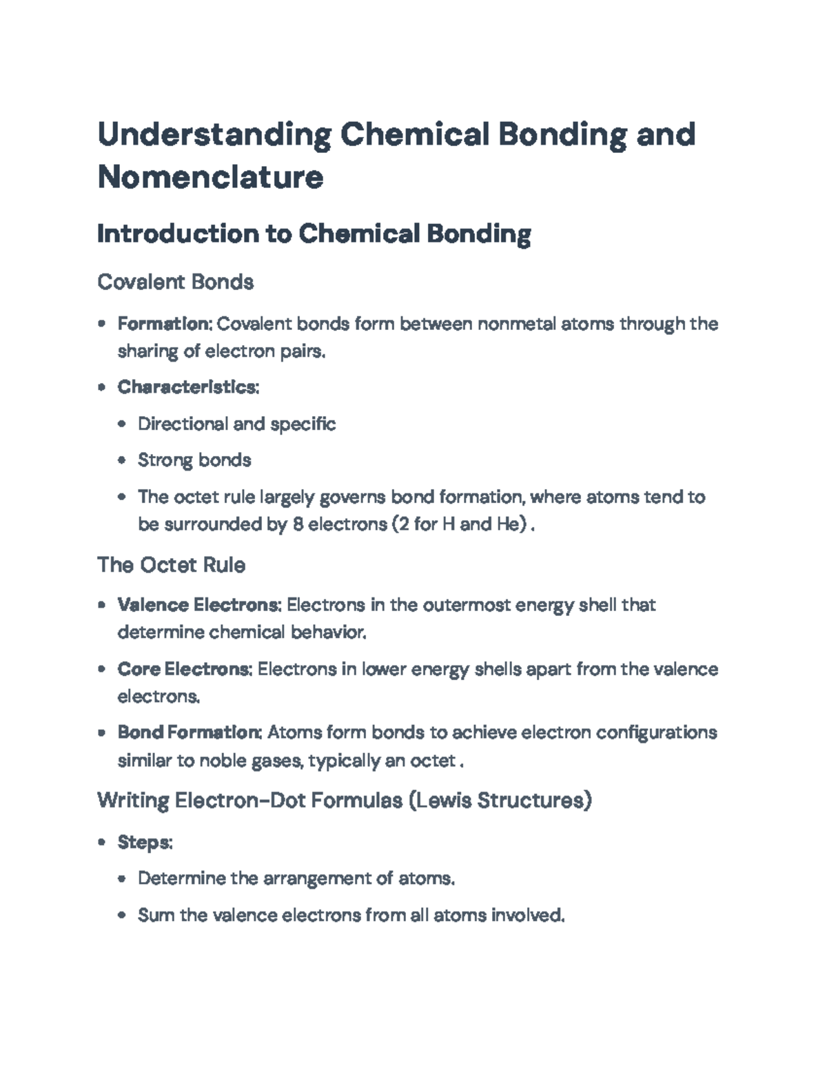 Understanding Chemical Bonding and Nomenclature: Key Concepts and Rules ...