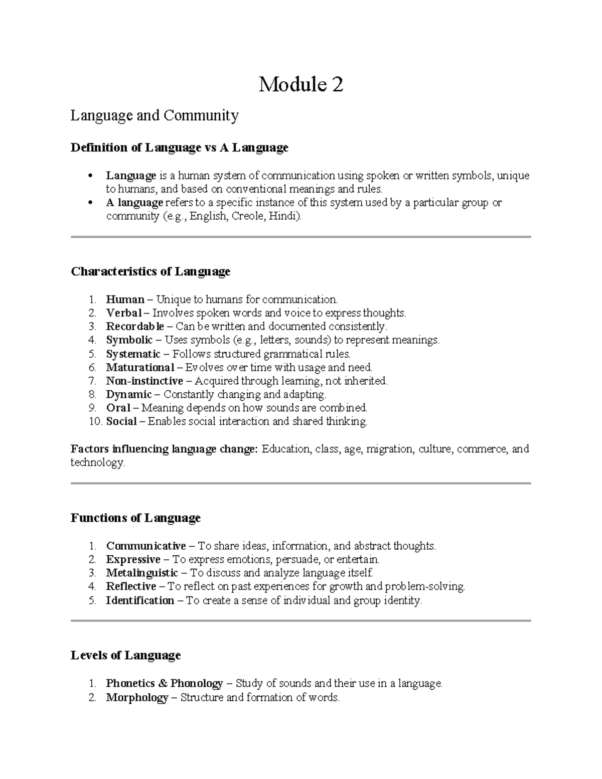 COM Studies Module 2: Language and Community Overview and Analysis ...