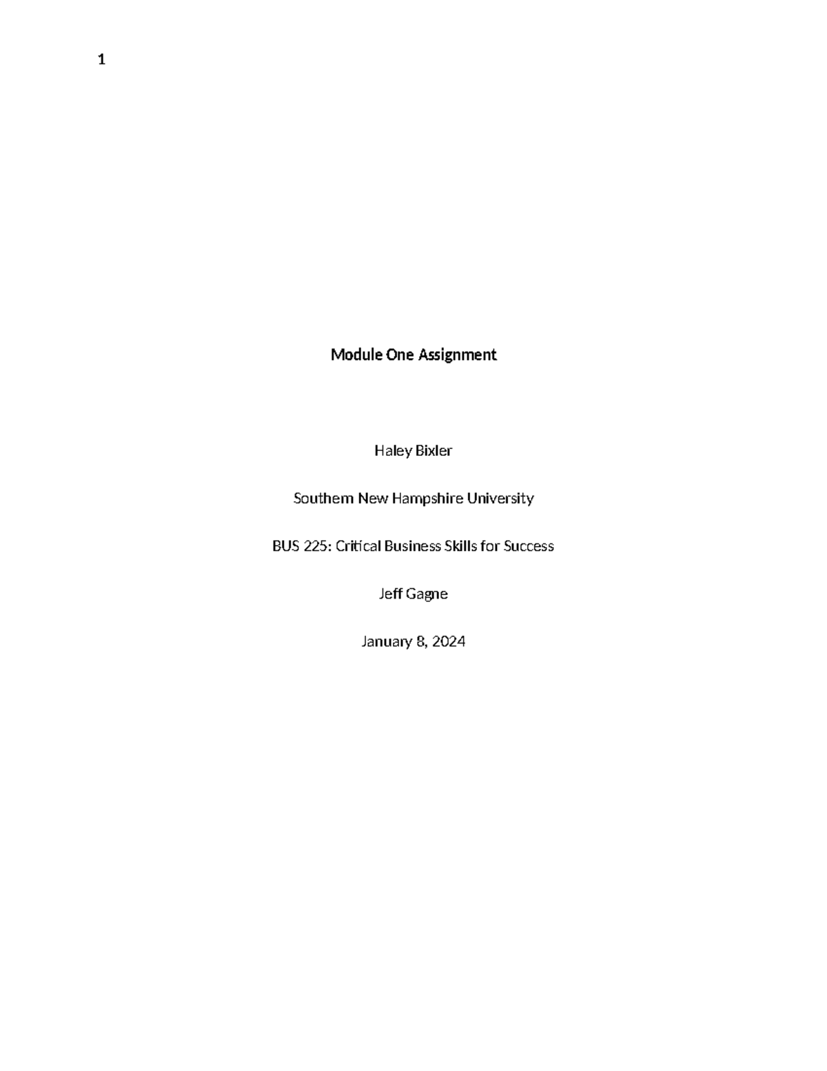 BUS225 Module One Assignment - Module One Assignment Haley Bixler ...