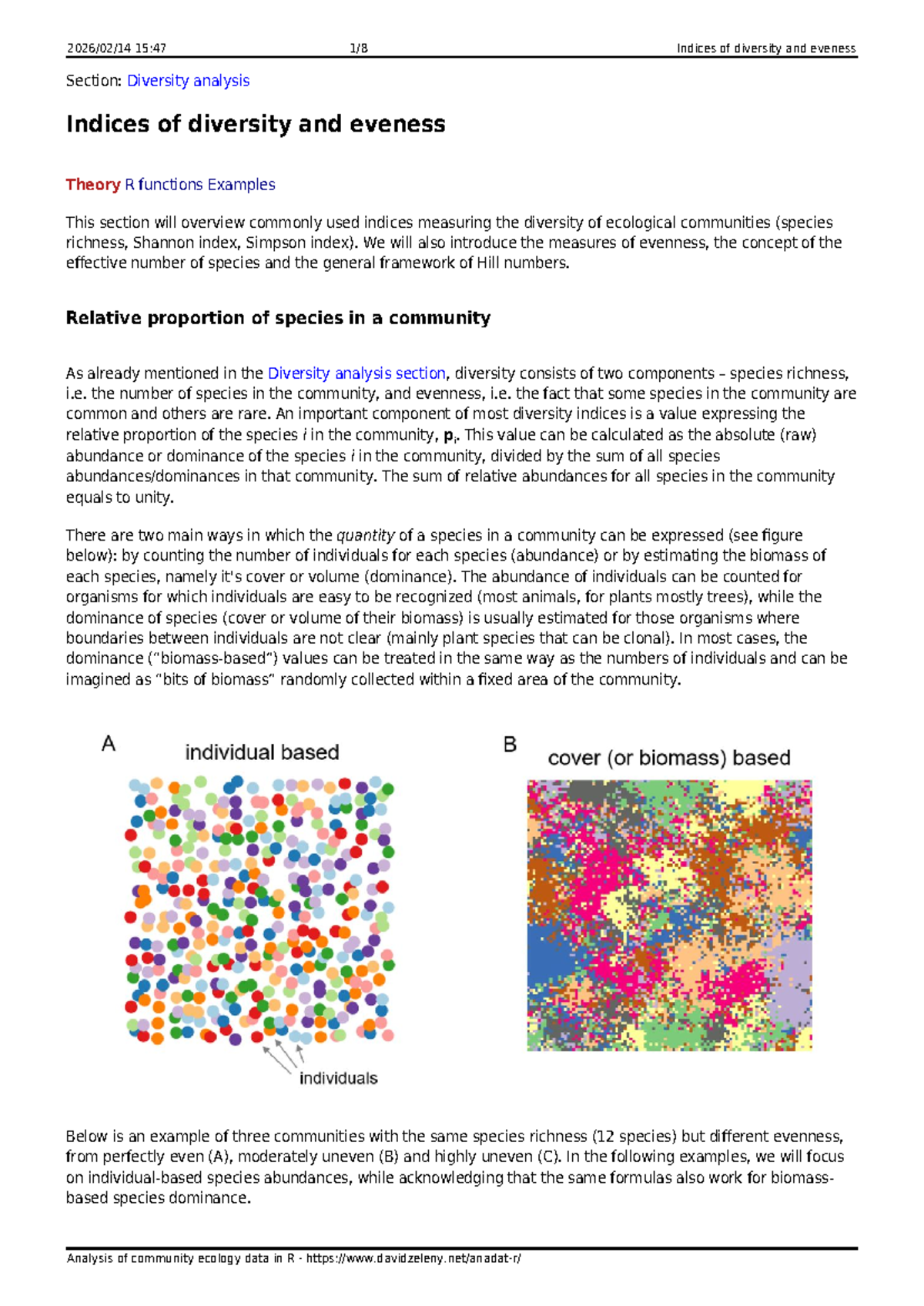 Diversity Analysis: Indices of Diversity and Evenness in R - Studocu