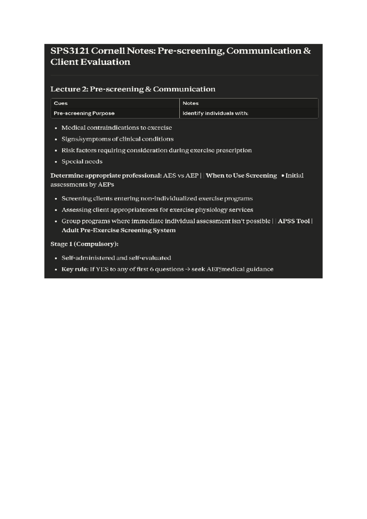 SPS3121 Lecture 2: Communication Cues & Client Evaluation Notes - Studocu