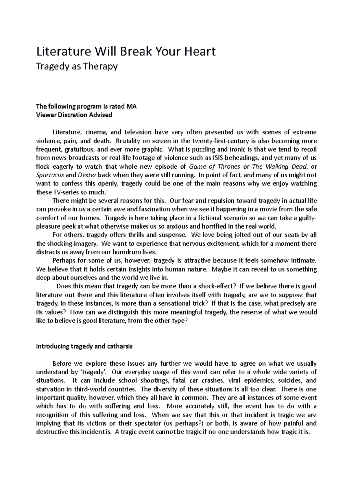 Literature as Therapy - Literary Theory - Literature Will Break Your ...