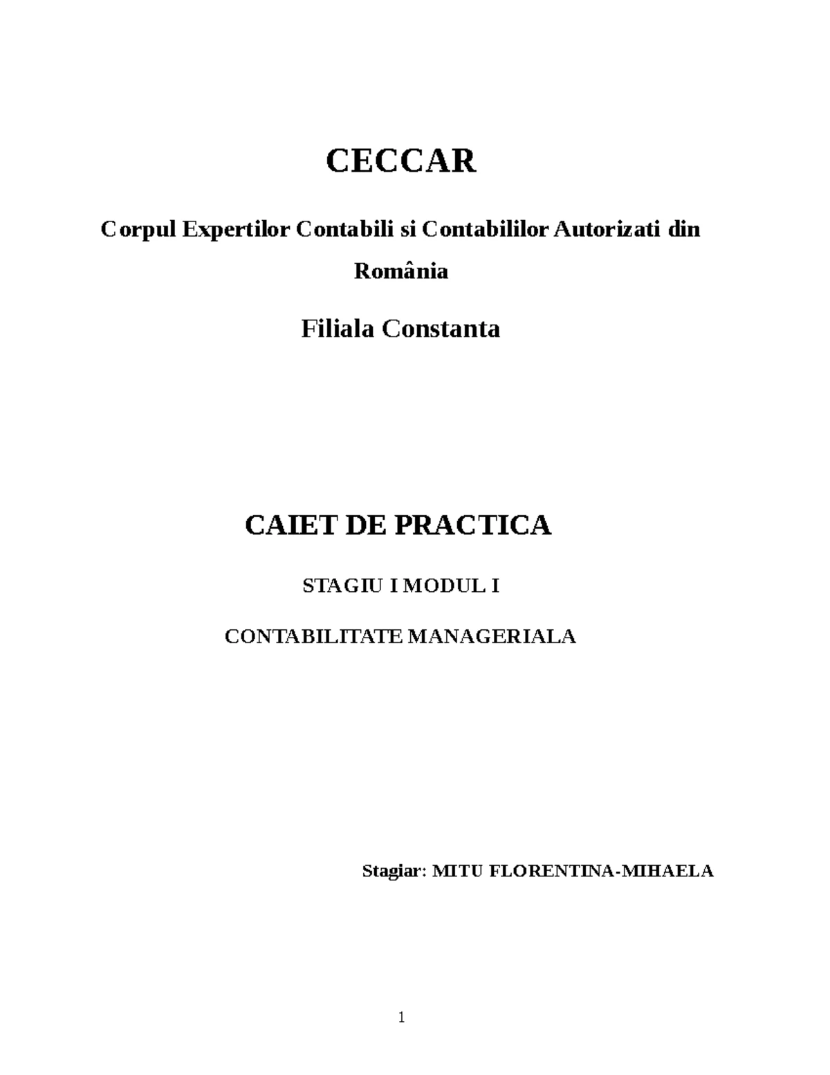 Model caiet practica - UNIVERSITATEA „OVIDIUS” din CONSTANŢA FACULTATEA ...