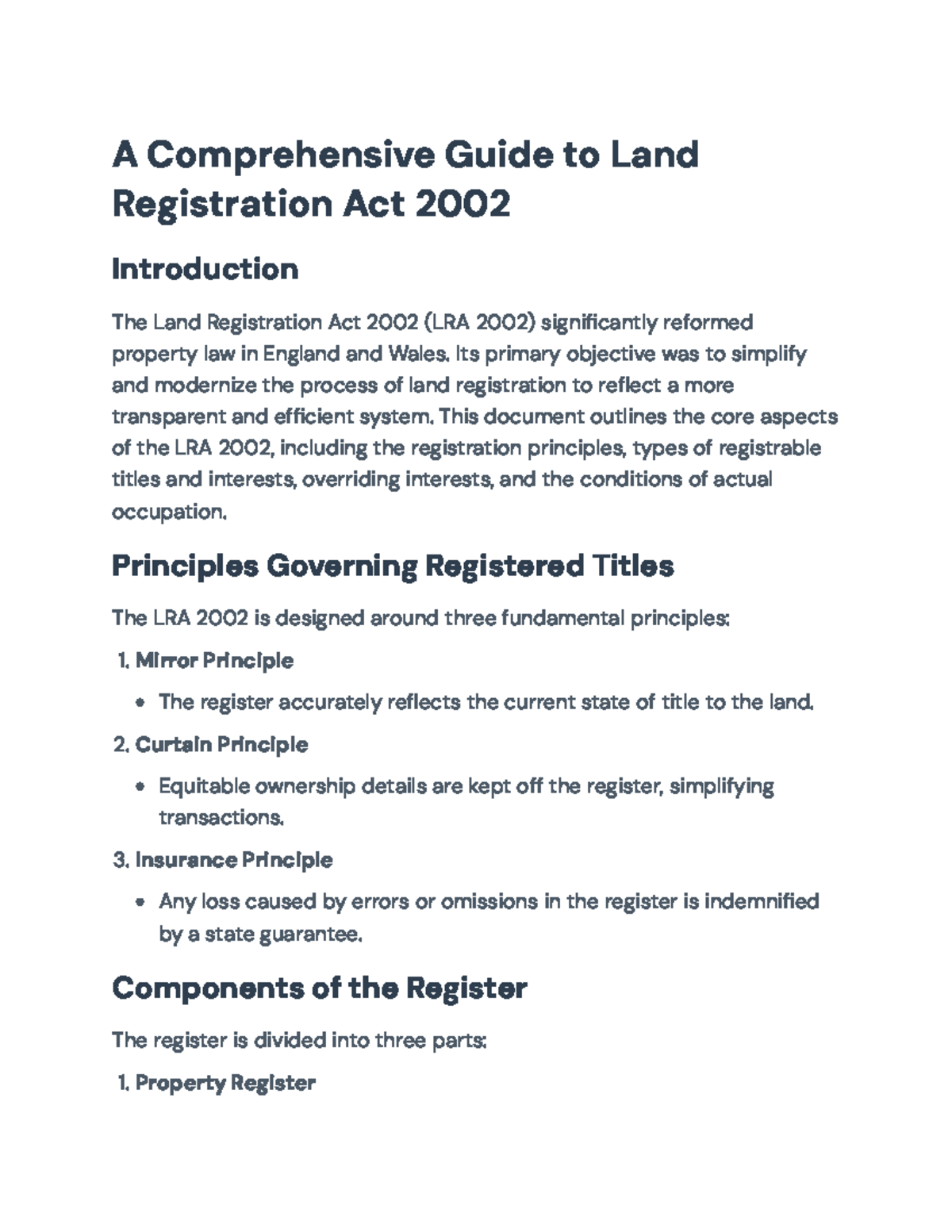 Land Registration Act 2002: Key Principles and Requirements Guide - A ...