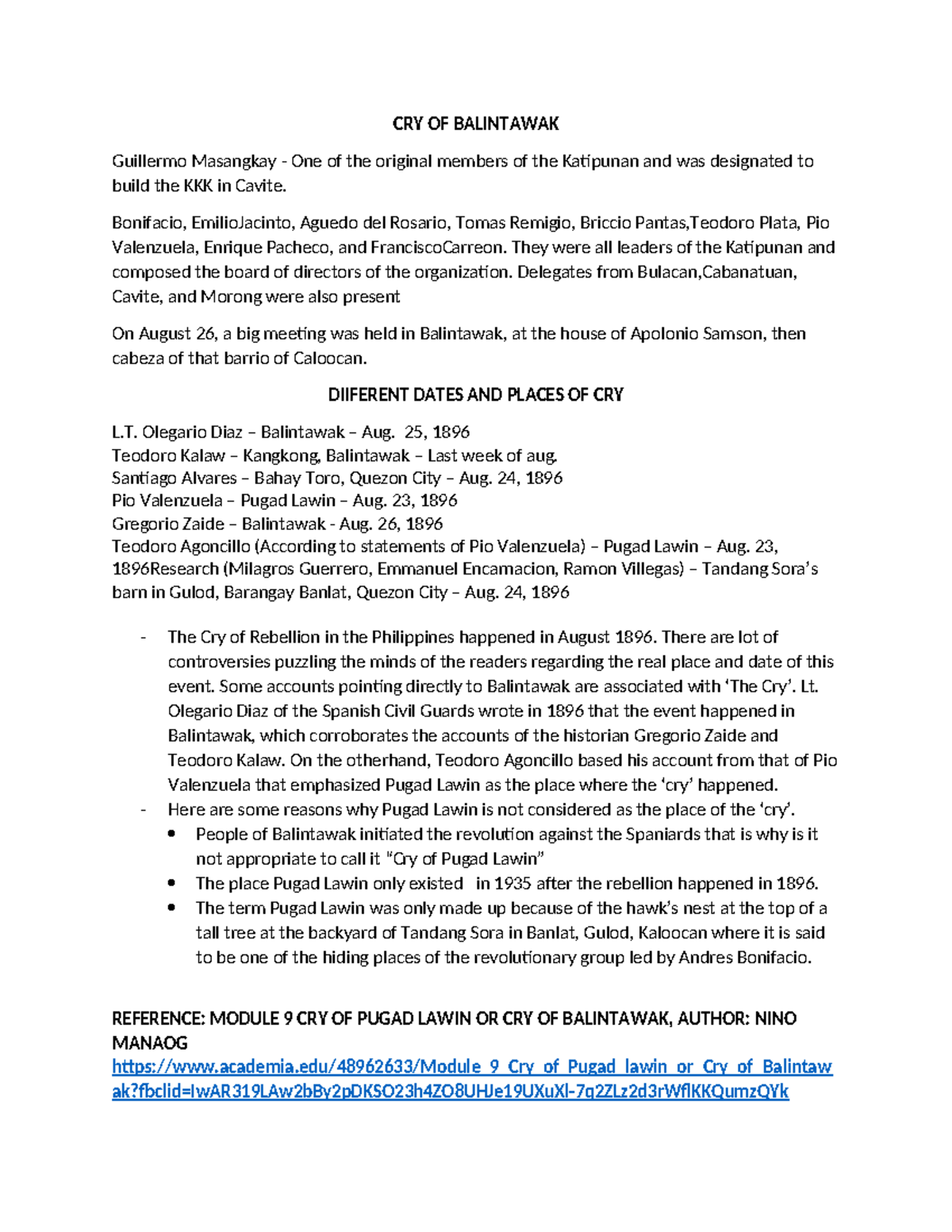The Cry of Balintawak: Historical Context and Misconceptions ...