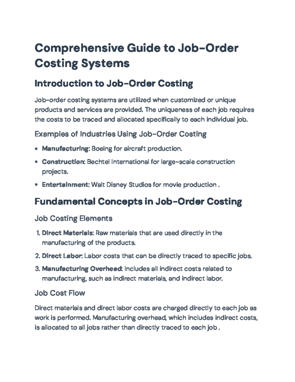 Comprehensive Job-Order Costing Systems Guide: Key Calculations ...