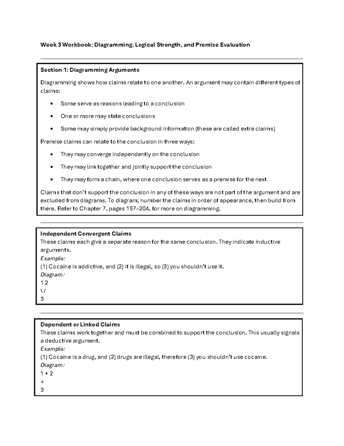 Week 3 Guided Learning Activity: Diagramming & Evaluating Arguments ...