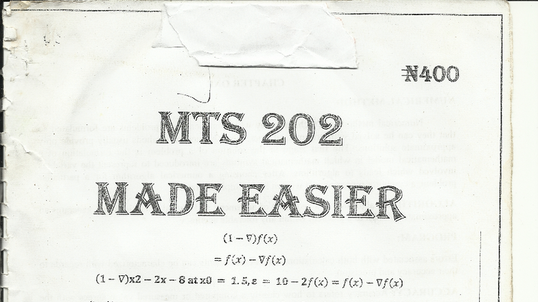 MTS 202 - Numerical Methods: Comprehensive Study Guide with Past ...