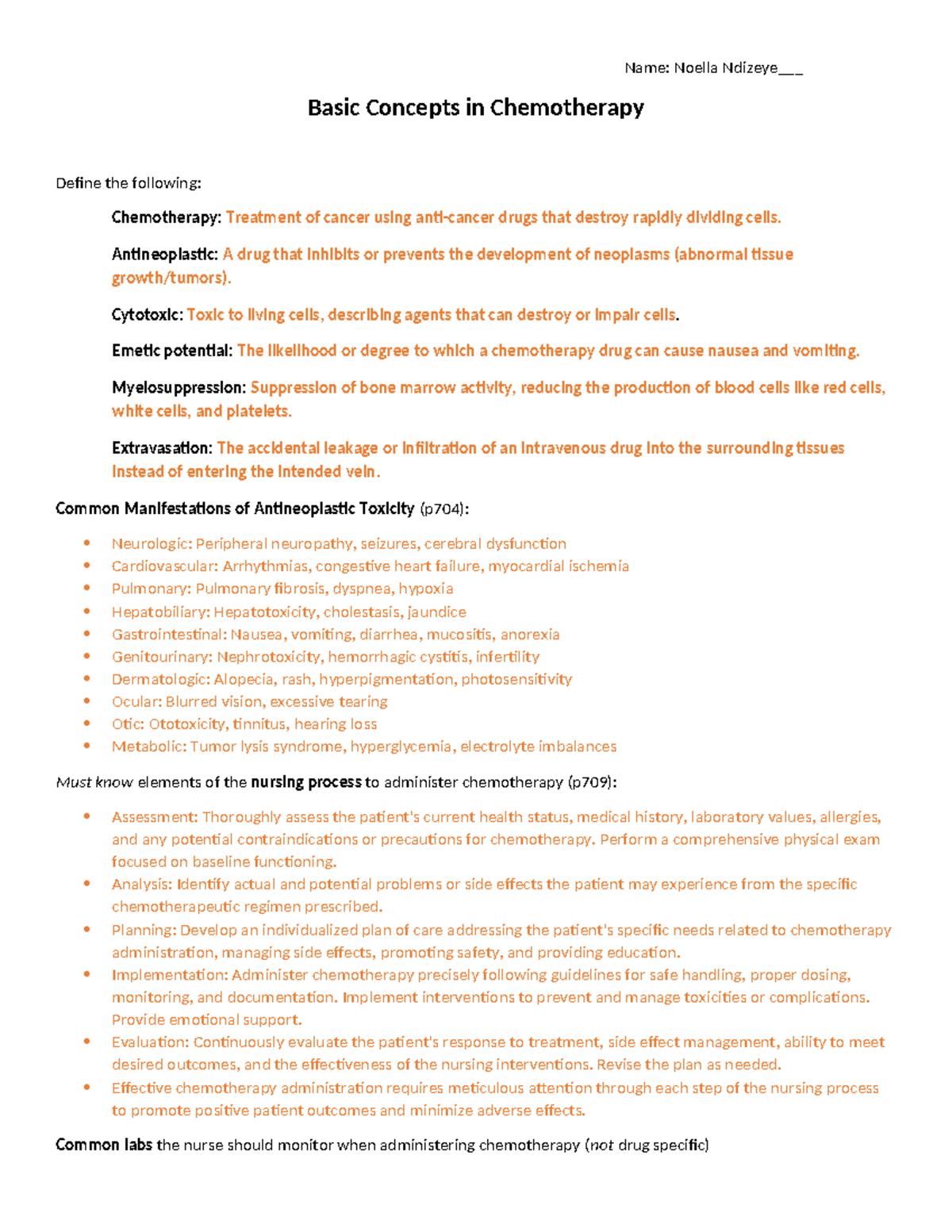 Basic concepts in chemotherapy: Key definitions and nursing process ...