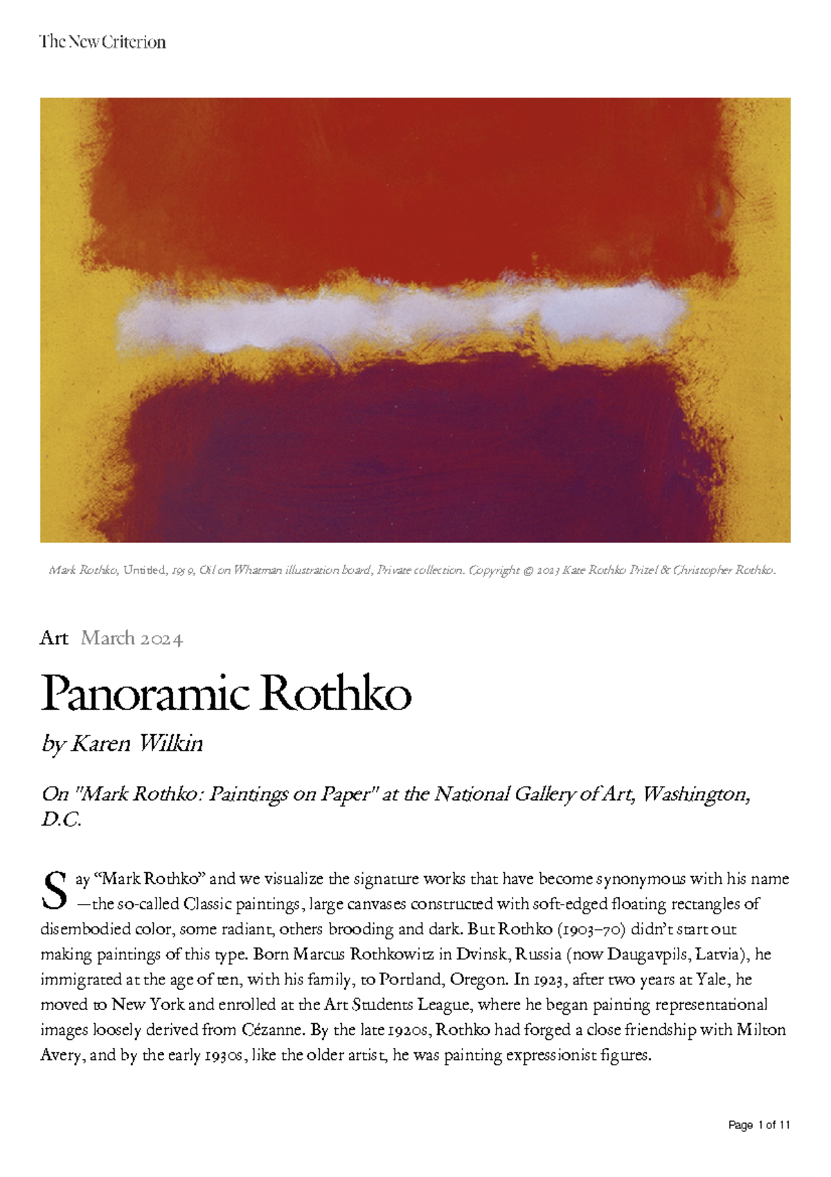Rothko: Paintings on Paper - Exhibition Review (Art 2024) - Studocu