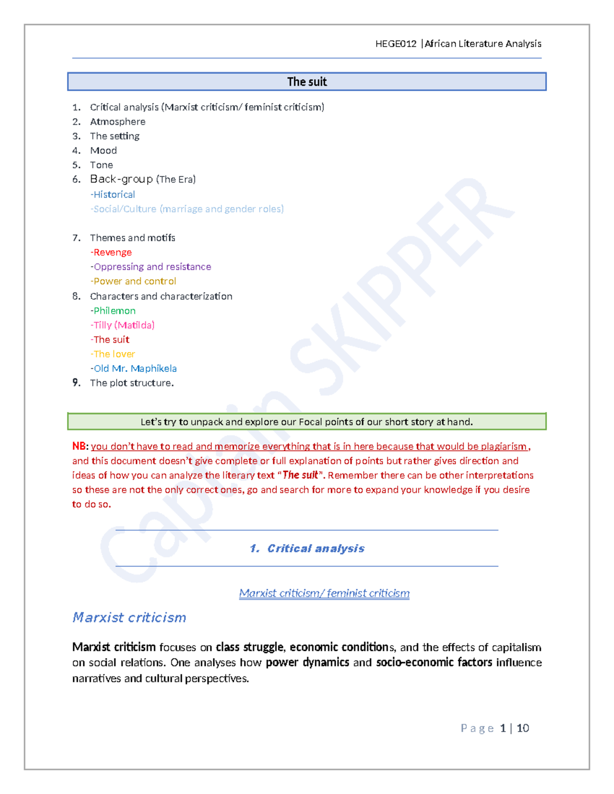 Literary Analysis of "The Suit" - Critical Perspectives and Themes ...