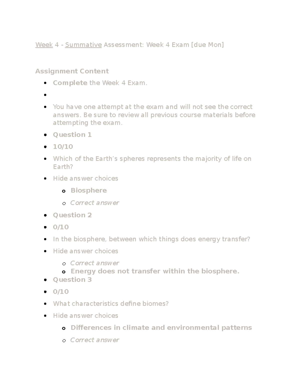 Wk 4 - Summative Assessment: Exam on Ecosystems & Energy Transfer - Studocu