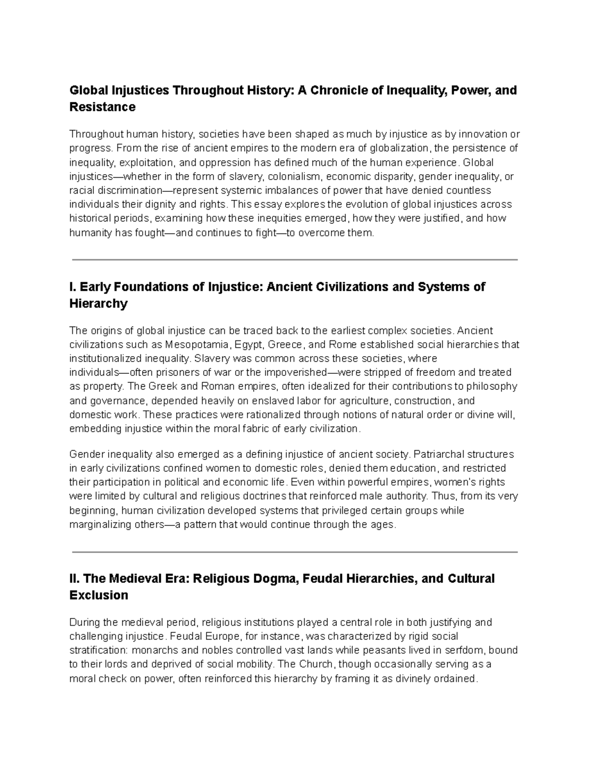 HIST 301: Global Injustices - A Chronicle of Inequality and Resistance ...