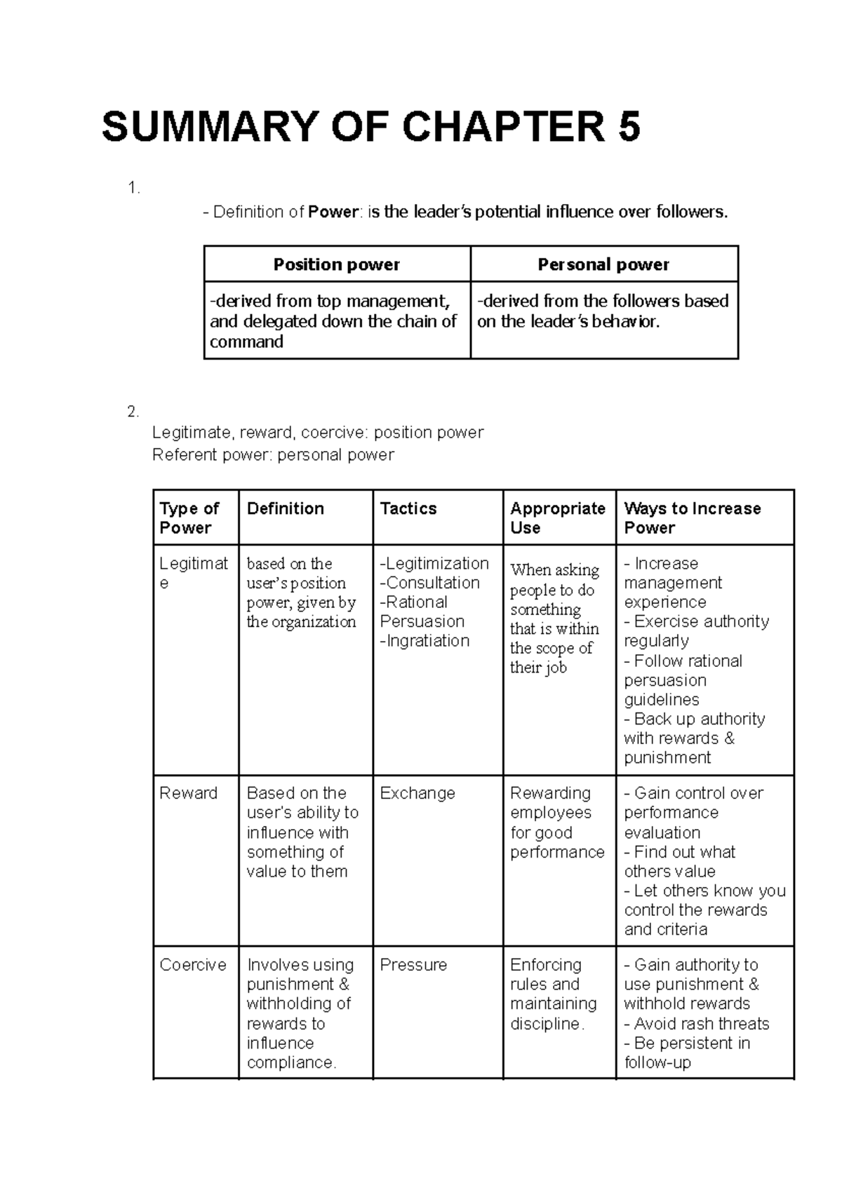 Bosses - Summary of Chapter 5: Understanding Power Dynamics - Studocu