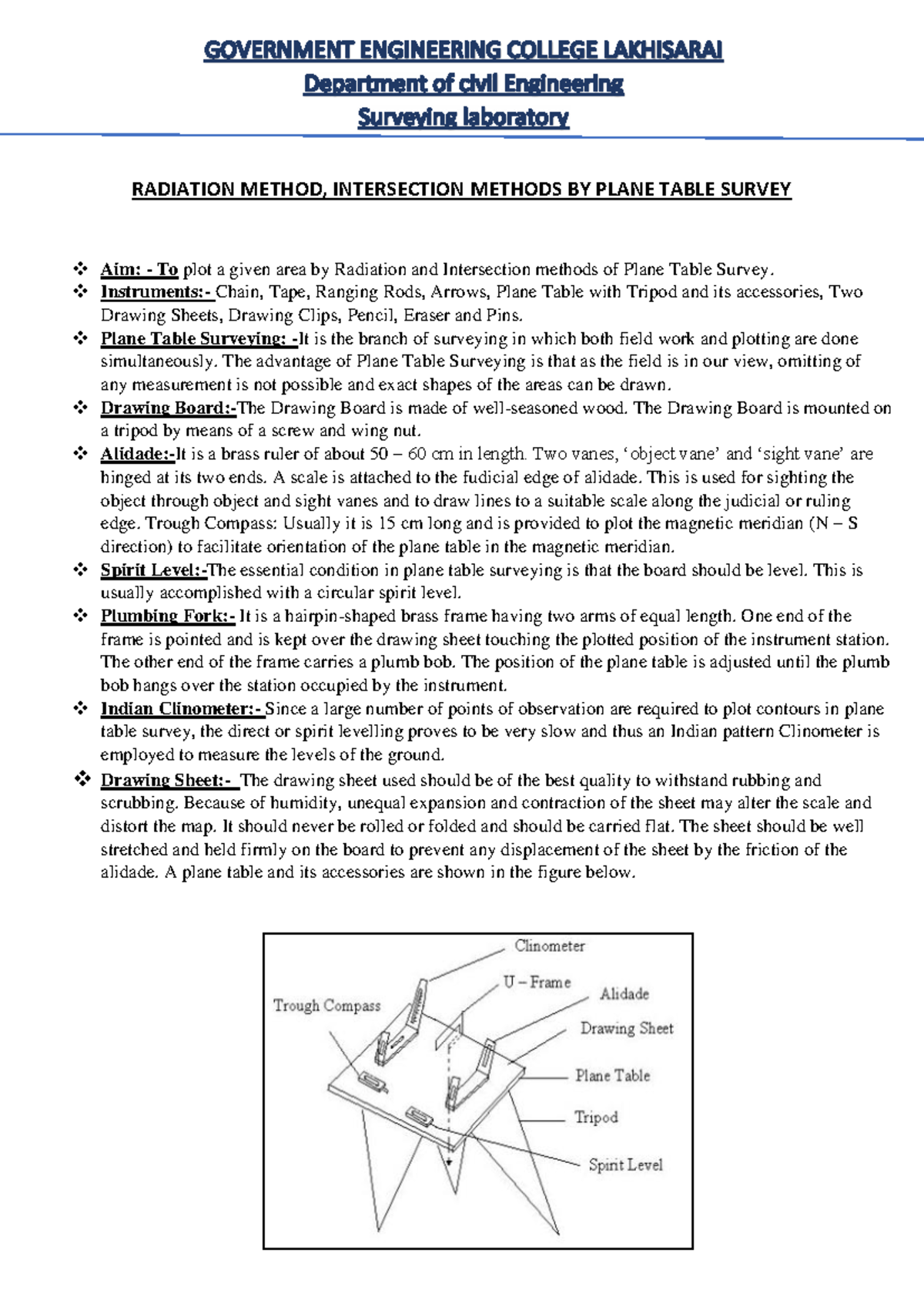 Surveying LAB Manual: Radiation & Intersection Methods (SURV 101) - Studocu