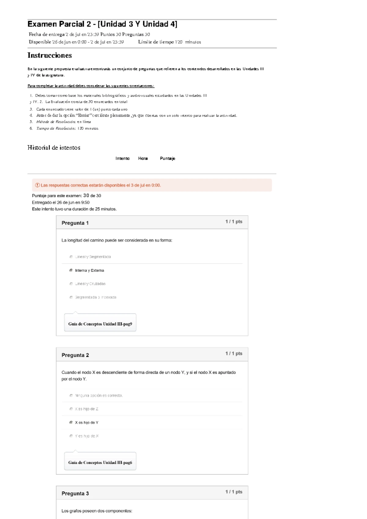 Examen Parcial 2 - Unidad 3 y Unidad 4: Estructura de Datos - Studocu