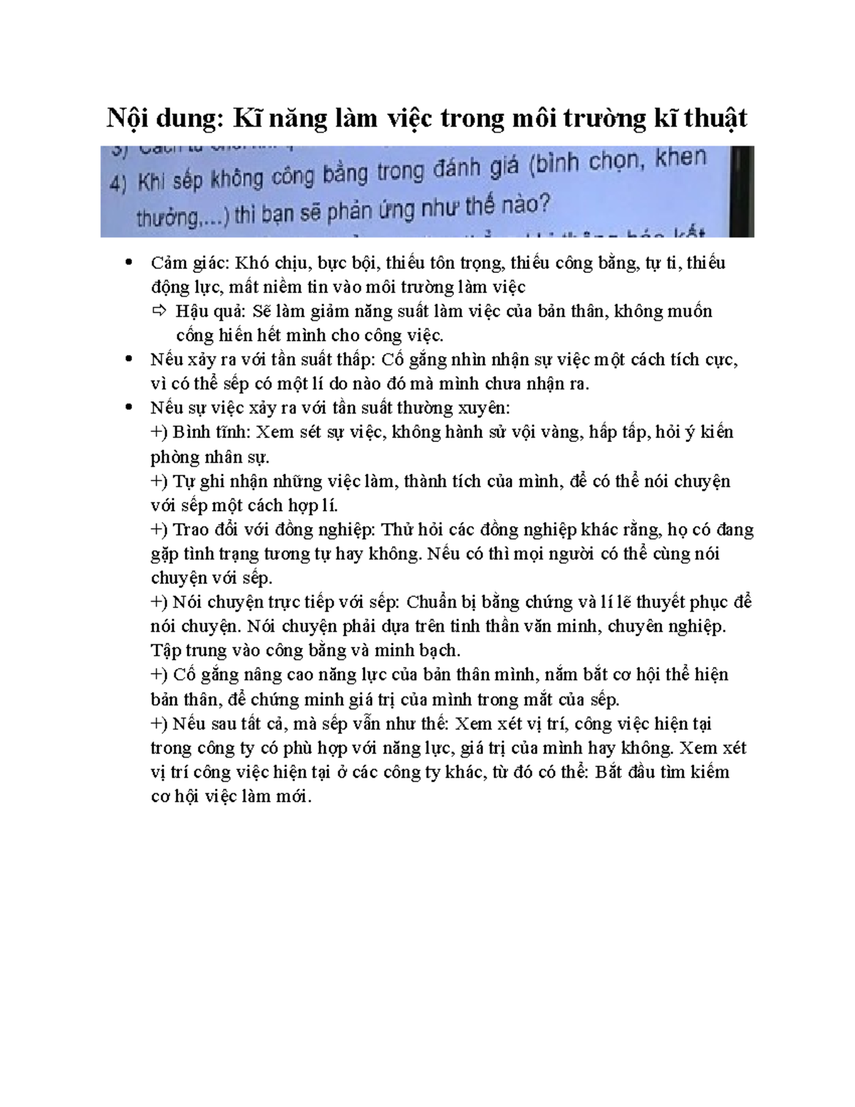 Nội dung Knlvtmtkt - KNLV - Nội dung: Kĩ năng làm việc trong môi trường kĩ thuật Cảm giác: Khó ...