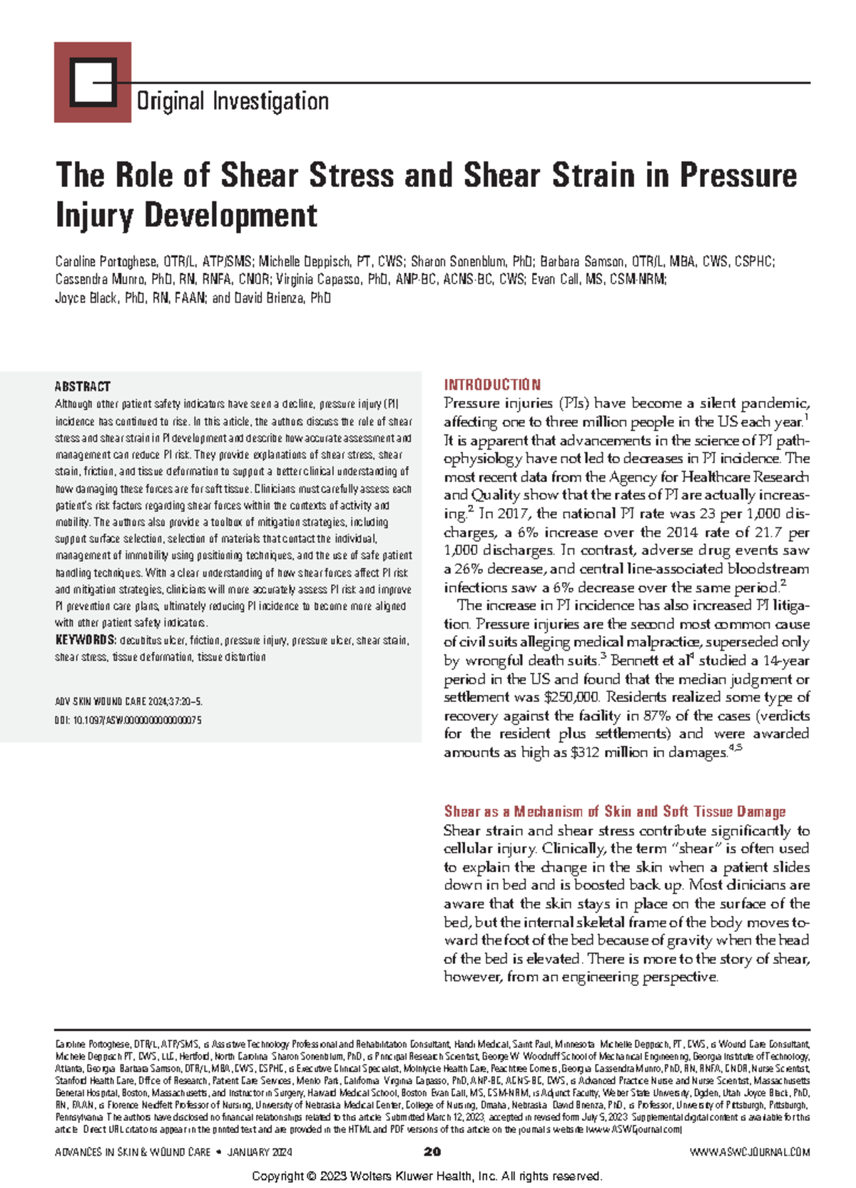 The Impact of Shear Stress and Strain in Pressure Injury Development ...