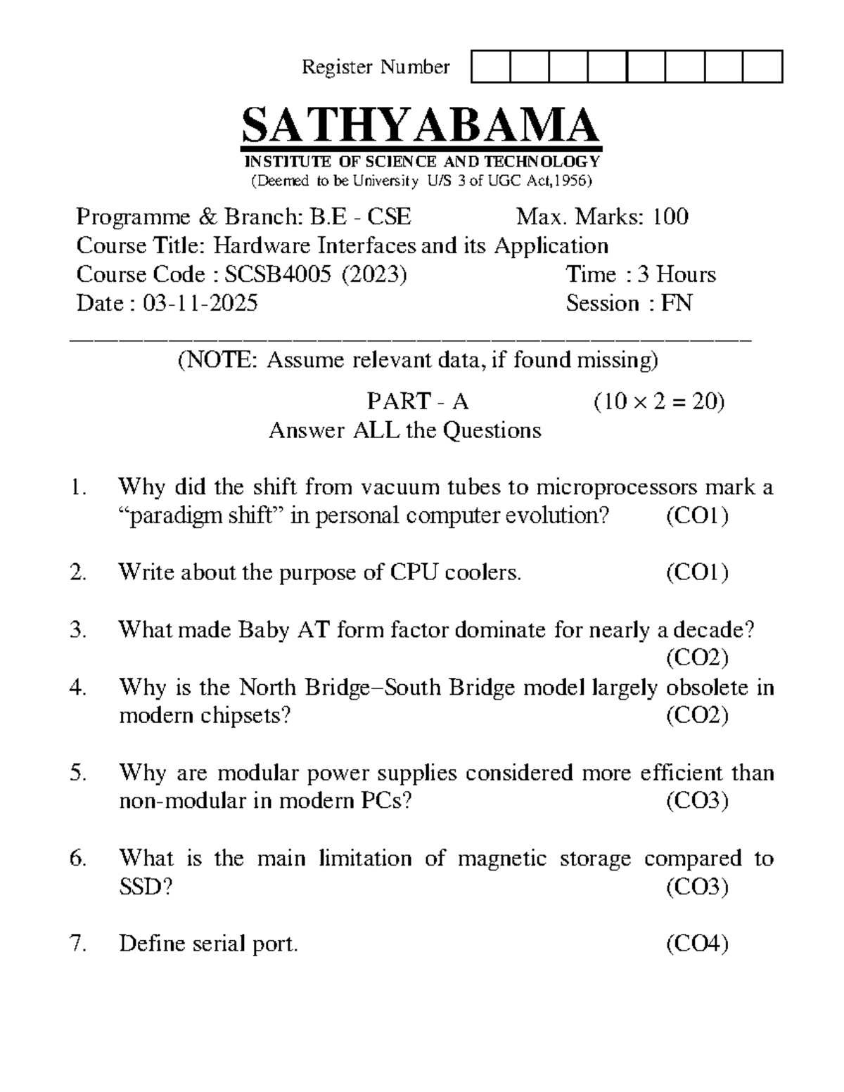 Final Exam SCSB4005: Hardware Interfaces and Applications - Studocu