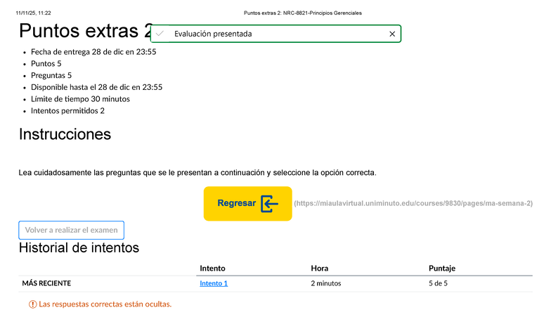 Puntos Extras 2: Evaluación NRC-8821 - Principios Gerenciales - Studocu