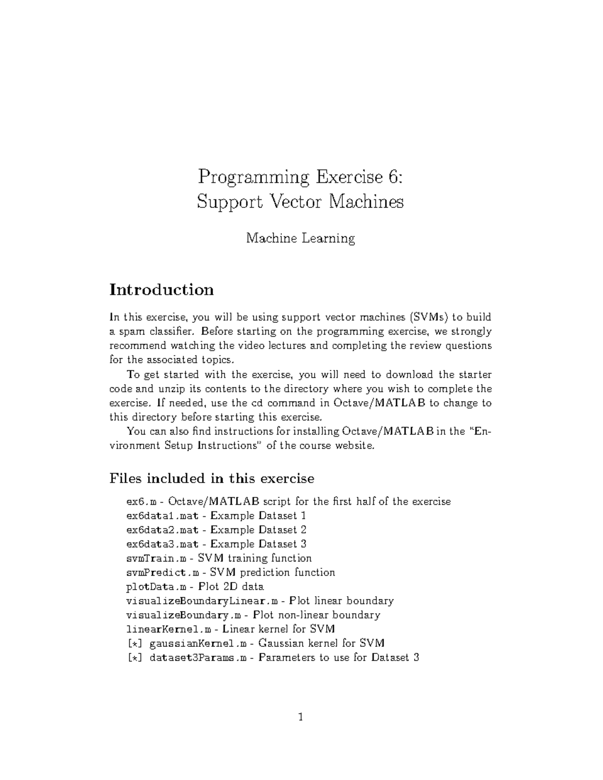 Ex6 - SVM Spam Classifier Exercise - Andrew Ng - Studocu