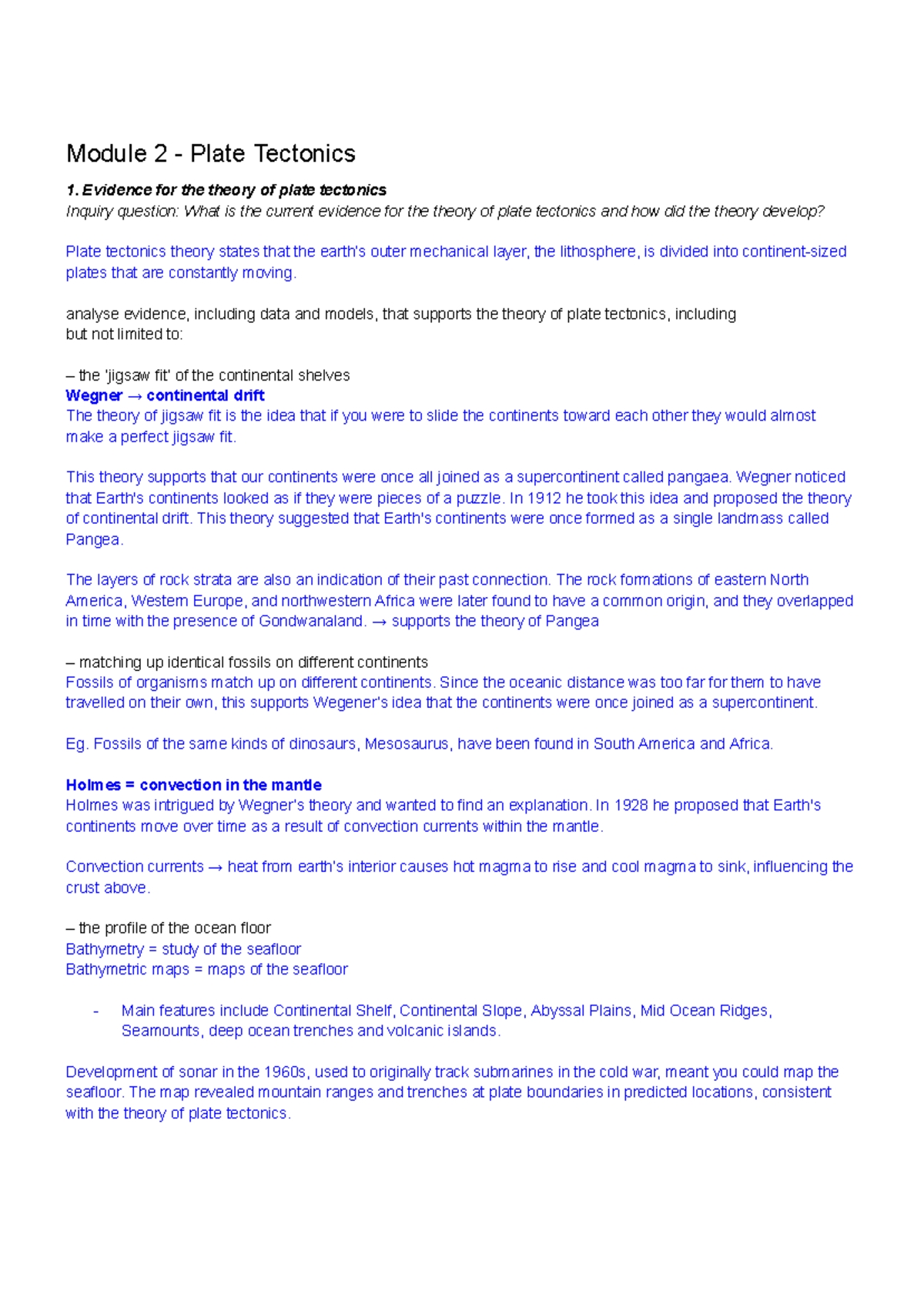 E&E Science - Module 2: Plate Tectonics Evidence and Theories - Studocu