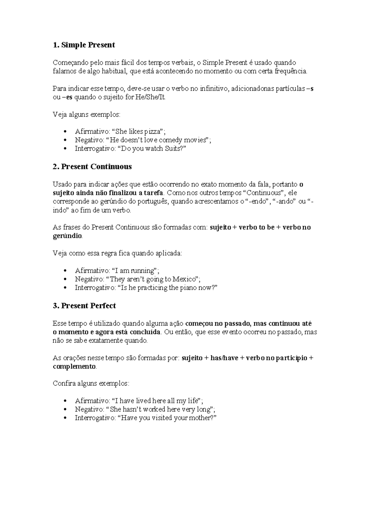 Forms of Verbs: Simple Present to Future Perfect Continuous - Studocu