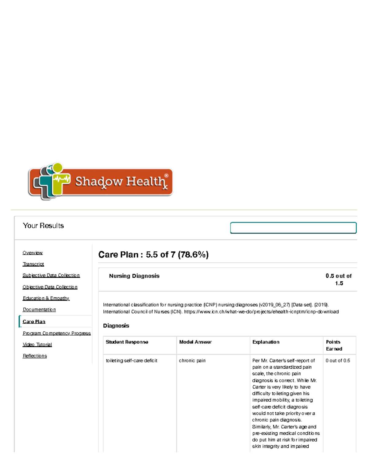 Shadow Health Focused Exam: Pain Management Care Plan for Mr. Carter ...