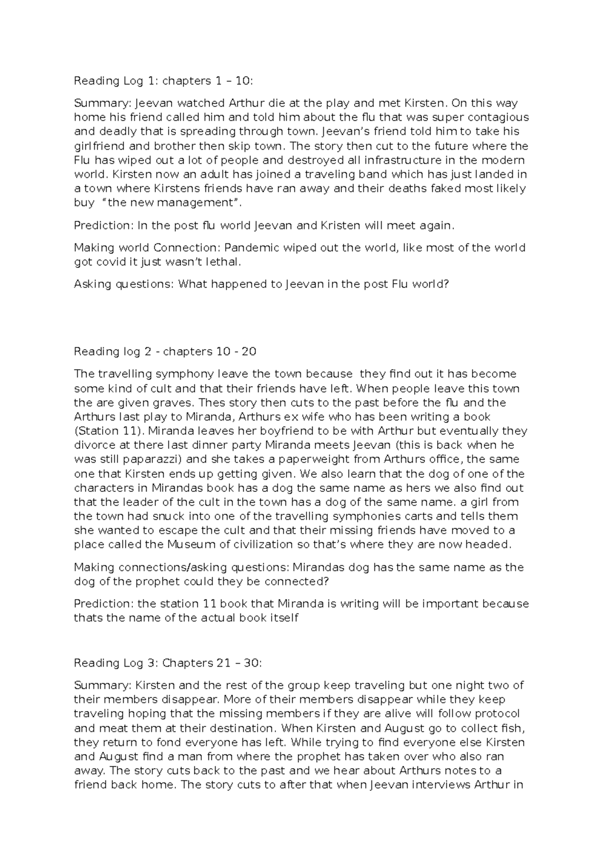 Reading station 11 - had to upload stuff for acess so this some bs ...