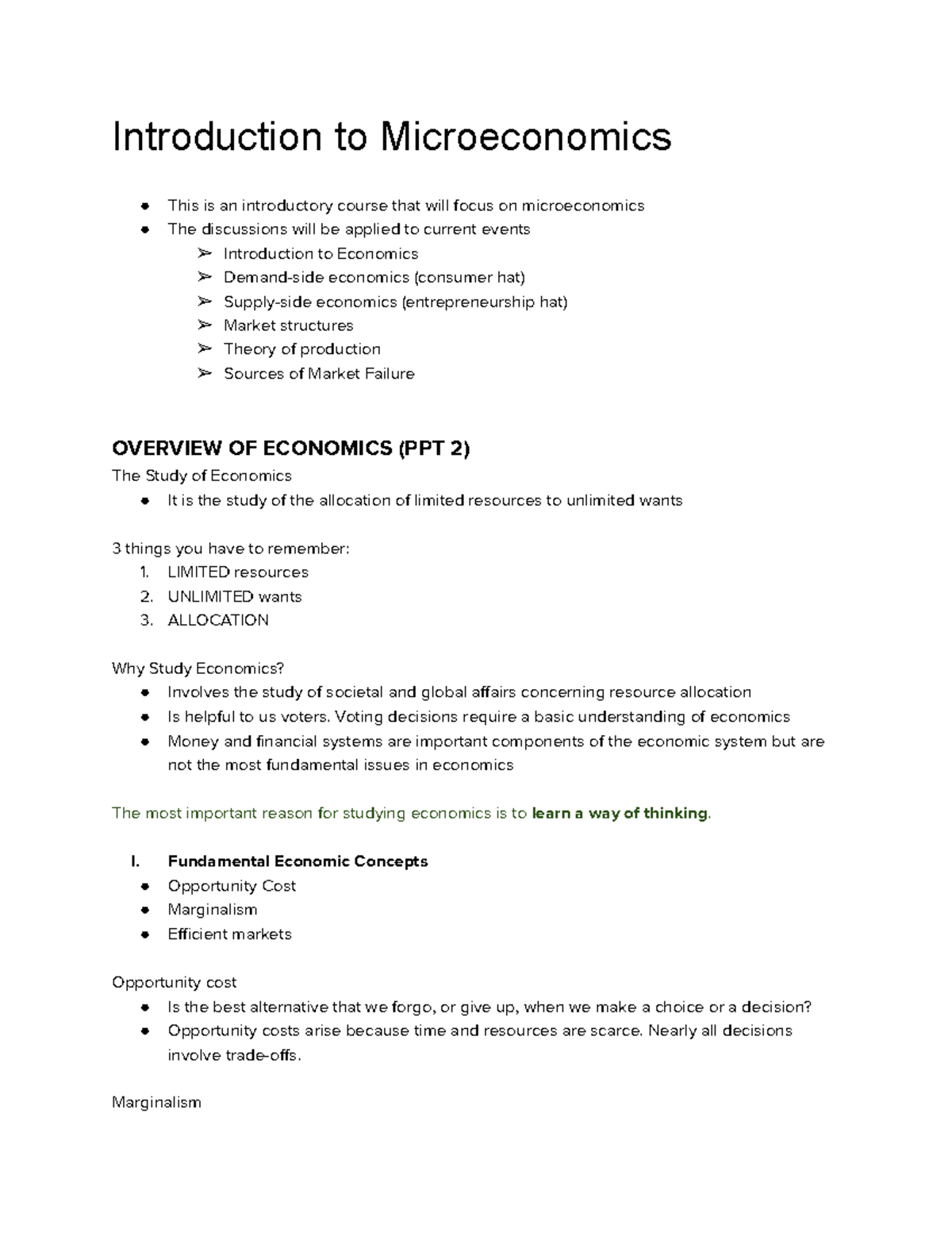 Cobecon Notes term1 - Introduction to Microeconomics This is an ...