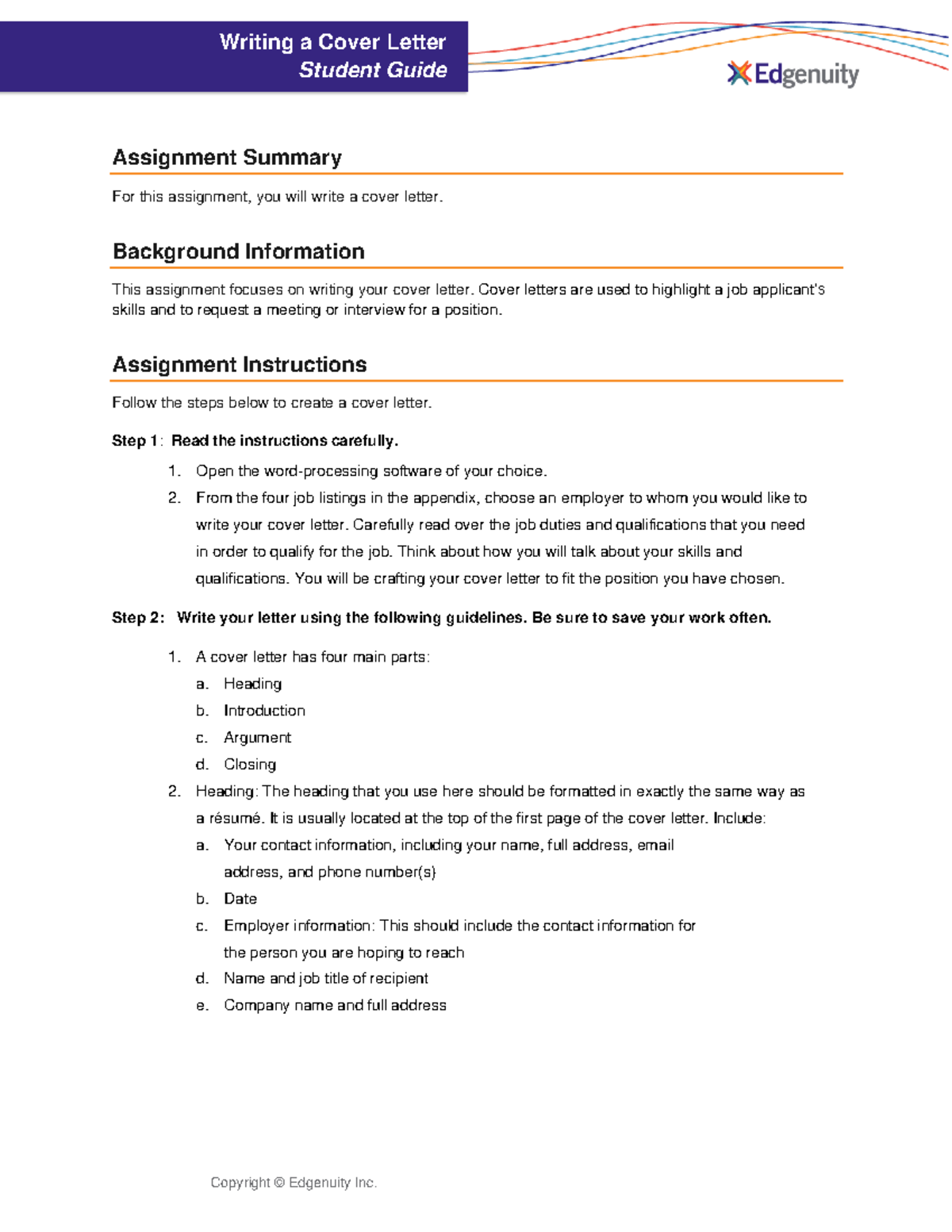 COV 101: Student Guide to Writing a Cover Letter for Job Applications ...