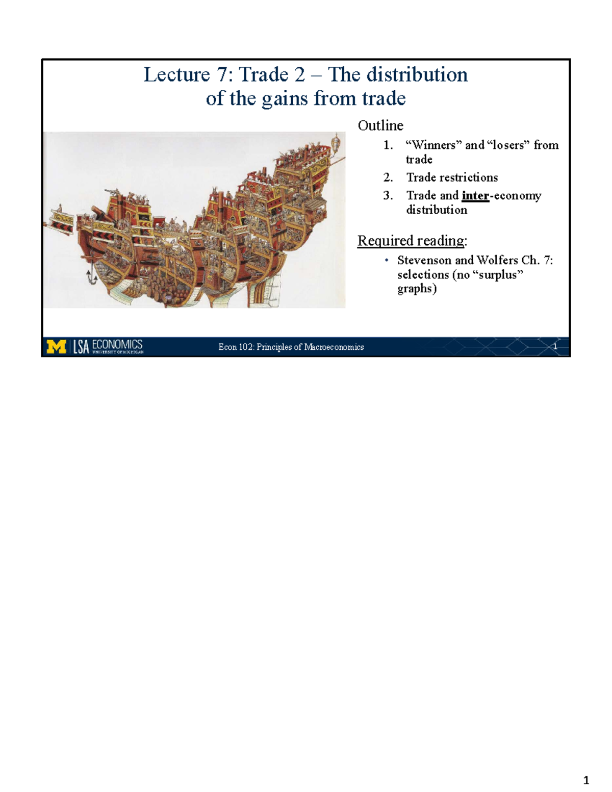 Econ 102 Lecture 7: Trade and Distribution of Gains from Trade - Studocu
