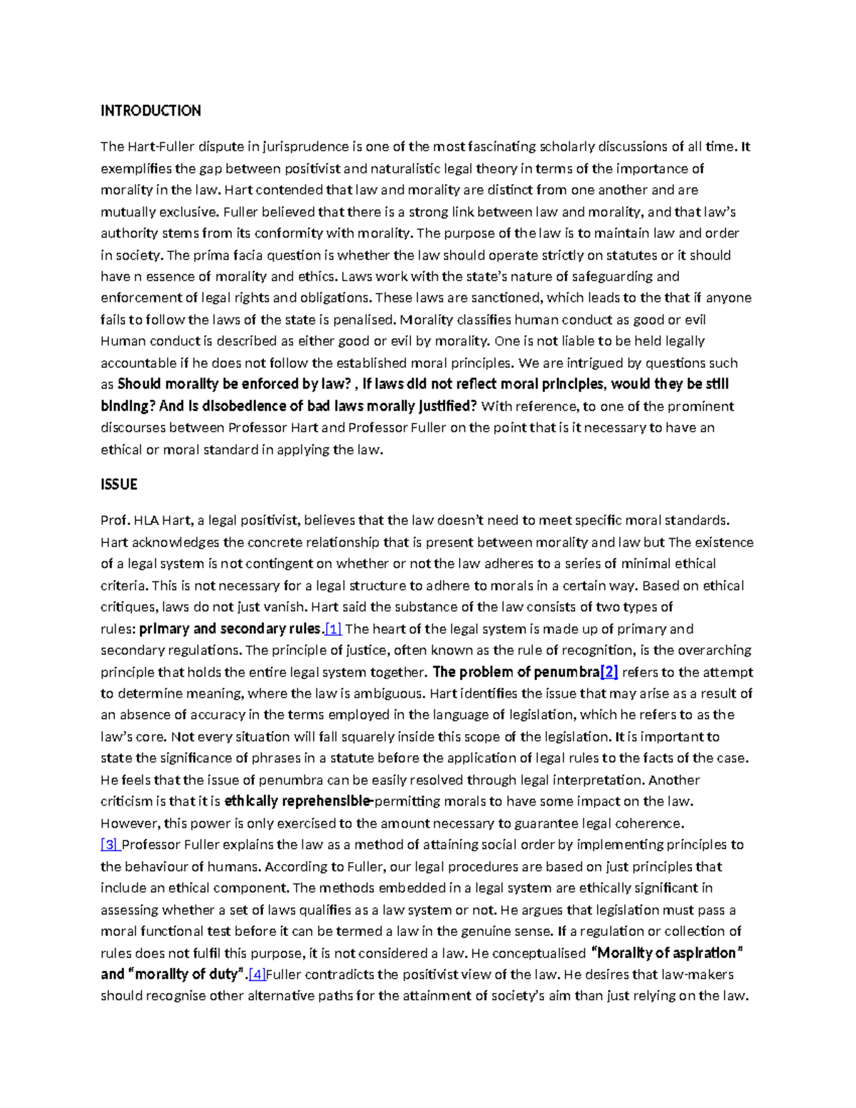 Hart-Fuller Debate: Morality vs. Law in Jurisprudence Analysis - Studocu