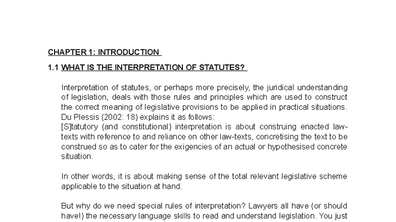 IOS2601 CHAPTER 1: Introduction to Interpretation of Statutes Summary ...