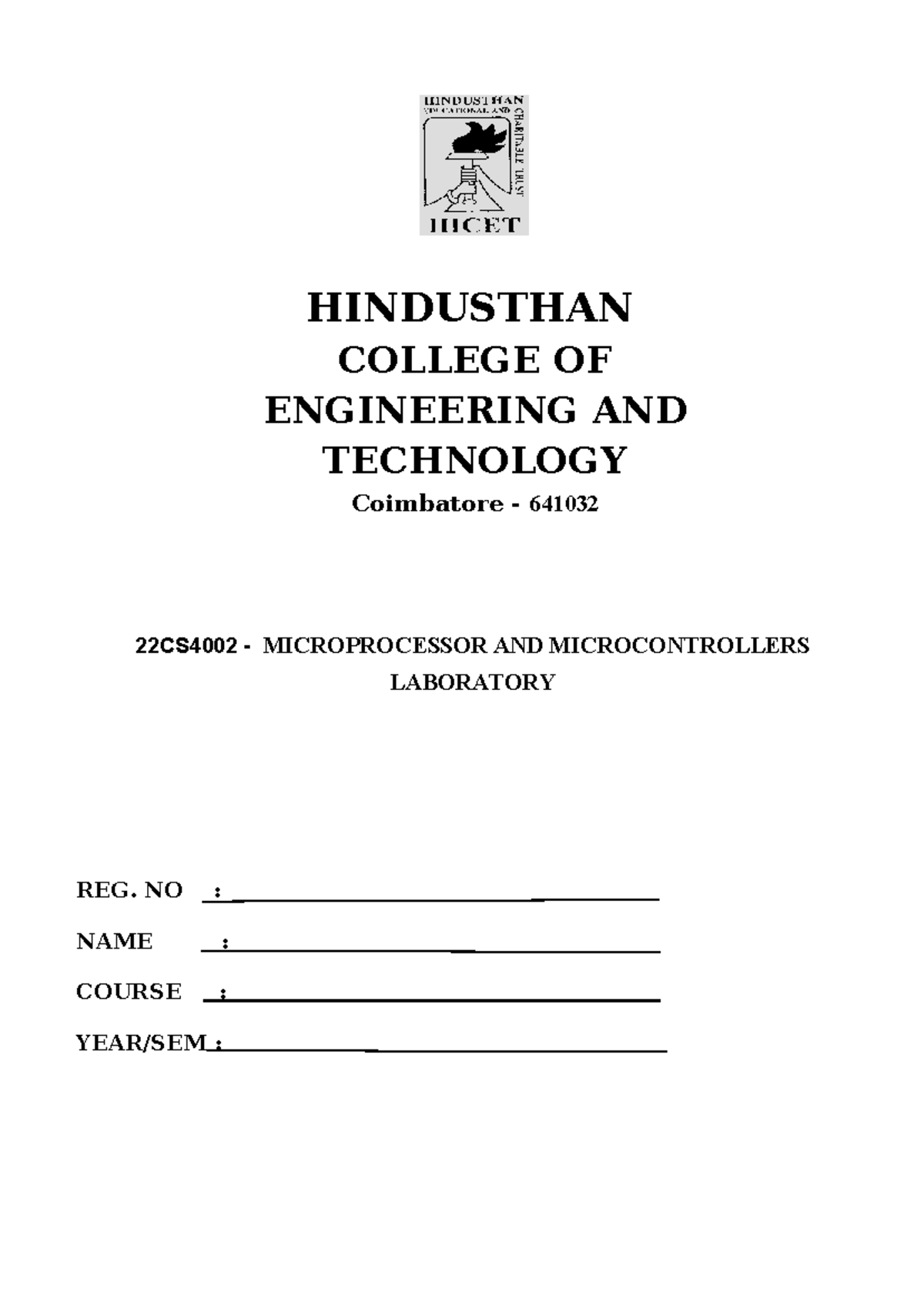 Lab Manual for 22CS4002 Microprocessor & Microcontrollers Lab - Studocu