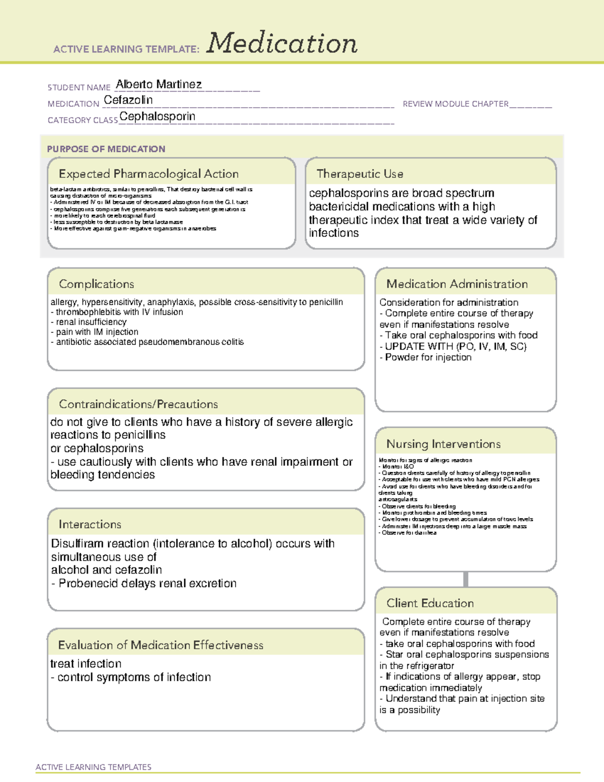 Medication Cefazolin - ACTIVE LEARNING TEMPLATES Medication STUDENT ...