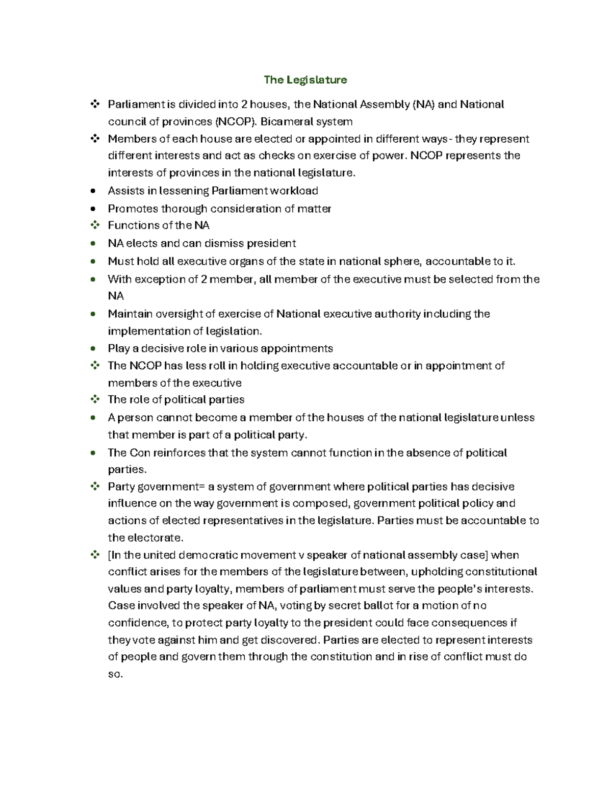 Constitutional Law (CL 101): The Legislature Summary and Key Functions ...