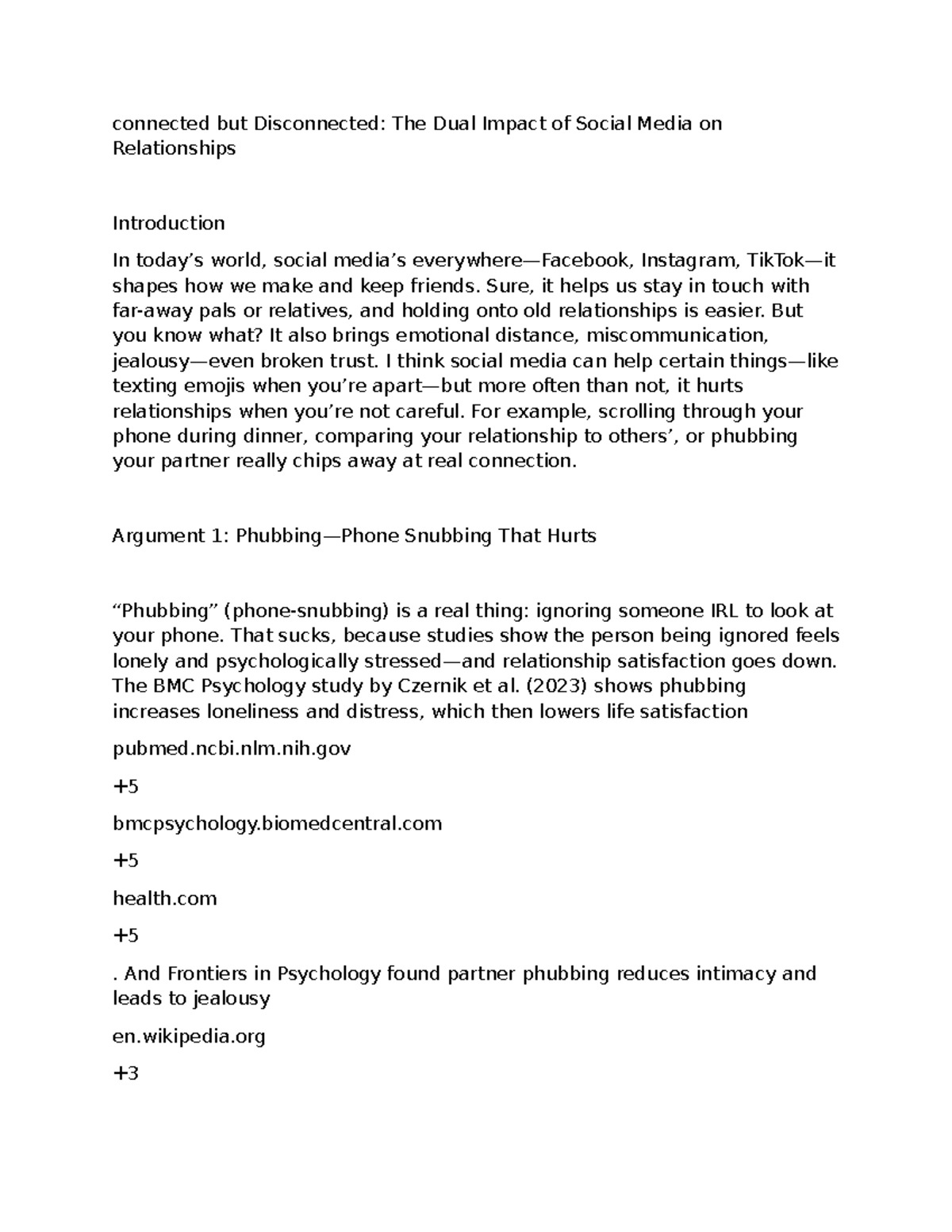 The Dual Impact of Social Media on Relationships: A Study (Course Code ...